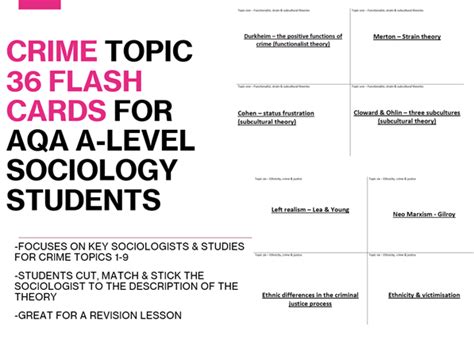Aqa Sociology Crimeanddeviance Flash Cards Teaching Resources