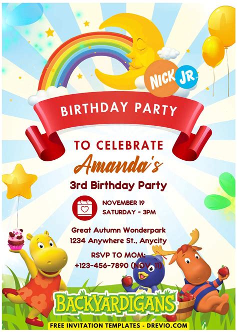 Free Pdf Invitation Rainbow Dash Backyardigans Birthday Invitation