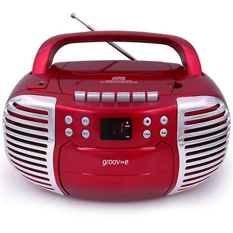 Groov E Gvps813rd Retro Boombox Portable Cd And Cassette Player With