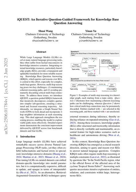 Pdf Iquest An Iterative Question Guided Framework For Knowledge Base