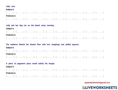 Subject And Predicate Interactive Worksheet Live Worksheets