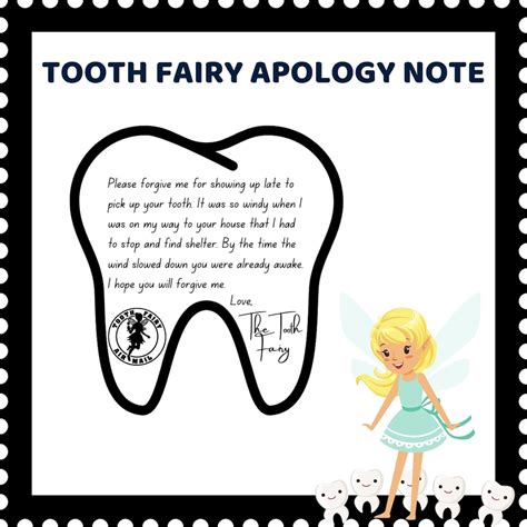 Mini Tooth Fairy Sorry Im Late Note Tooth Fairy Apology Letter