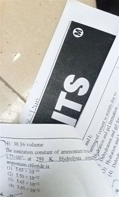 An56 Hmits4 3036 Volumethe Ionization Constant Of Ammonium Hyd1