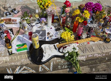 Sidewalk Memorial For Eddie Van Halen Who Died Earlier This Week From