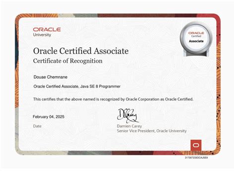 Java Certification Oraclecertified Softwaredevelopment Fullstack Douae Chemnane 24