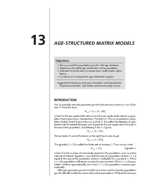 1 Donovanandweldon Chap13 Age Structured Matrix Model 13 Age Structured