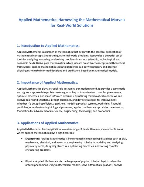 Solution Applied Mathematics Harnessing The Mathematical Marvels For