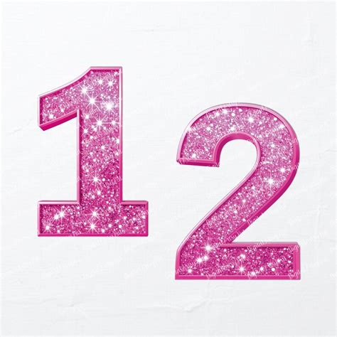 Pink Glitter Numbers Clipart Png Printable Numbers Sublimation