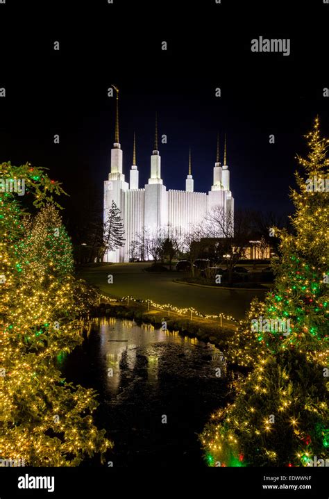 Christmas Lights At Washington Dc Temple Or Church Of Jesus Christ Of