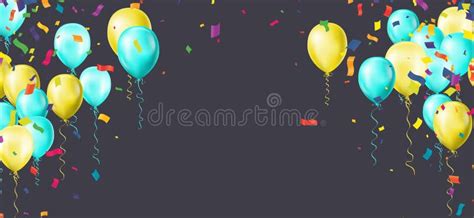Happy Birthday Horizontal Illustration Celebrate With Balloons With