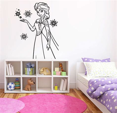 Princess Elsa Wall Decal Frozen Wall Decor Cartoon Wall Sticker Wall Decor For Girls