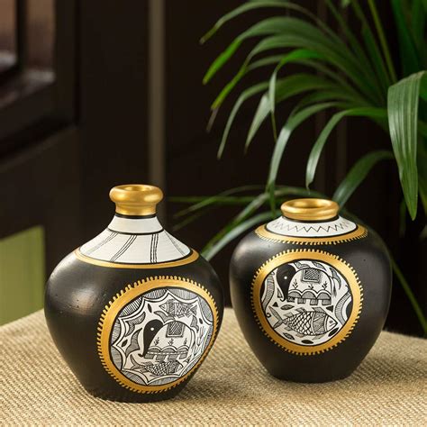 Buy Exclusivelane Terracotta Pots Flower Vases For Living Room