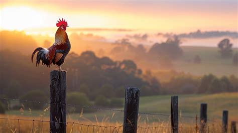 Free Morning Rooster Call Image Rooster Sunrise Countryside