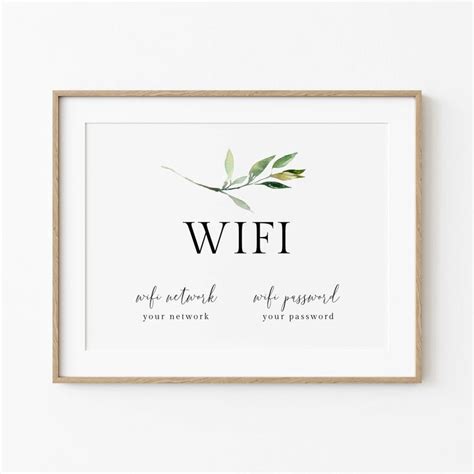 Eucalyptus Wifi Password Sign Template Printable Greenery Wireless