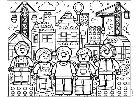 Building A Lego Village Lego Coloring Pages