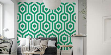 Grass Green Hexagon Pattern Wallpaper Happywall