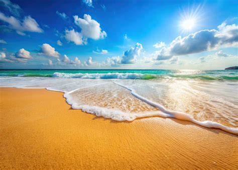 Stunning Closeup Of Smooth Sand Waves On A Sunny Beach With Vibrant