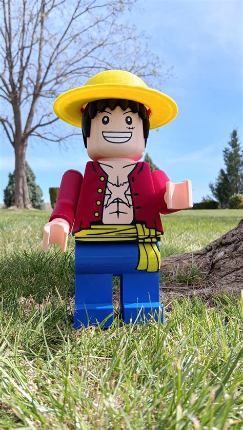 🎨 Lego Style Luffy One Piece Art Toy 25cm・archivo 3mf Gratis Para