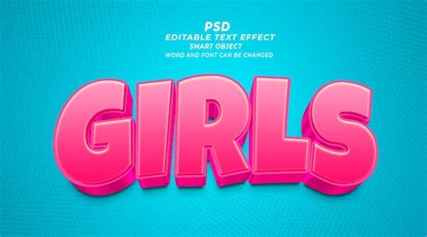 Premium Psd Girl 3d Editable Text Effect Photoshop Template