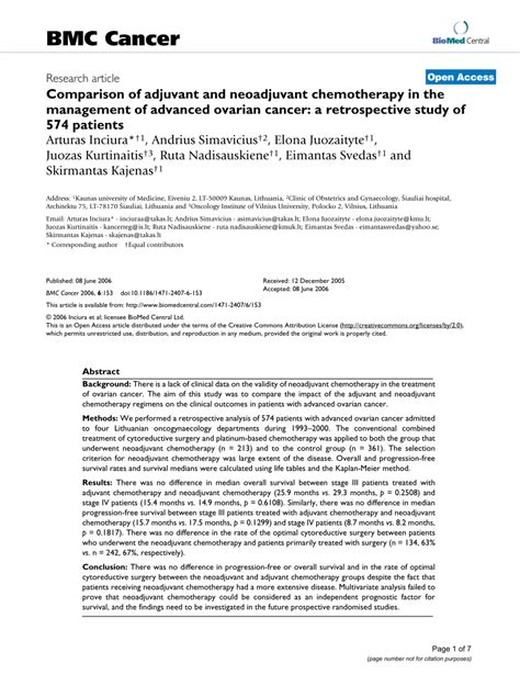 Pdf Comparison Of Adjuvant And Neoadjuvant Chemotherapy In The