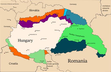 Hungarian Gains In Ww2 1938 1944 Europe Map Historical Map Europe