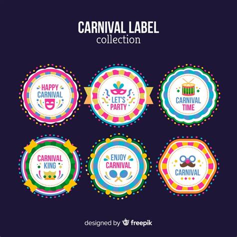 Free Vector Mardi Gras Carnival Badge Collection
