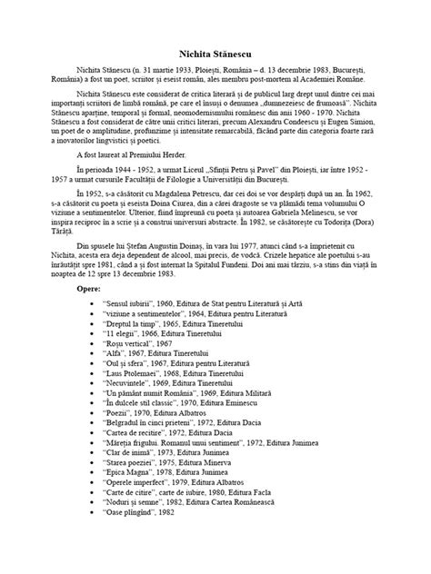 Nichita Stanescu Pdf