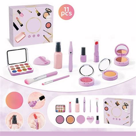 Simulated Makeup Toy Set For Girls Purple Color Plastic Pretend Play