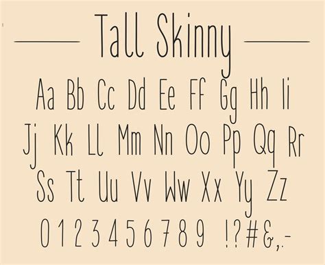 Tall Font Skinny Font Thin Font Tall Skinny Font Tall Letters Font Thin