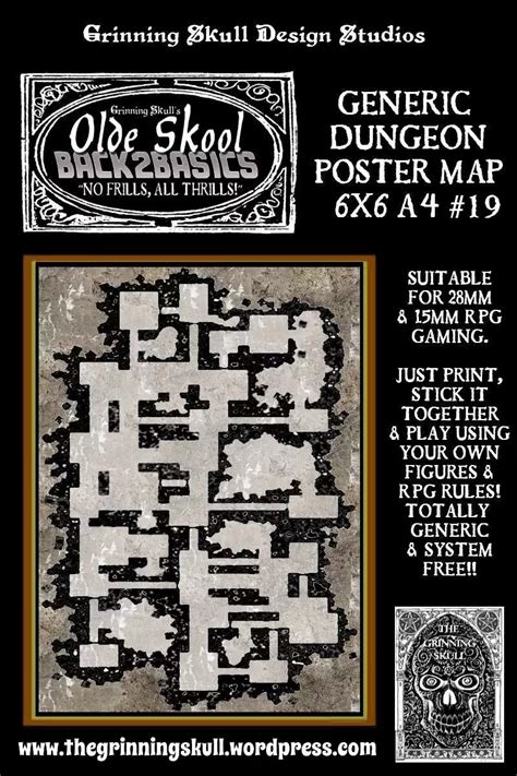 Olde Skool Back2basics Giant 6x6 A4 Dungeon Poster Map 19 Grinning