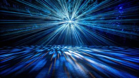 Abstract Blue Light Beams Radiating From A Central Point Creating A Futuristic And Dynamic