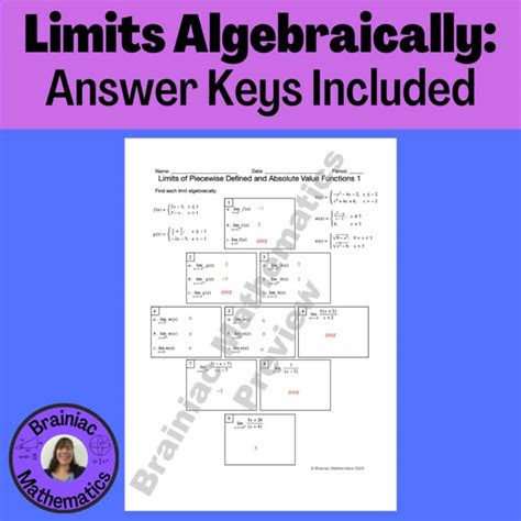 Limits Of Piecewise Defined And Absolute Value Functions Practice Activity