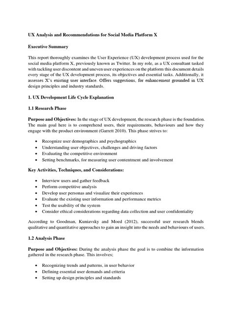 Ux Analysis And Recommendations For Social Media Platform X 1 Pdf Usability Design