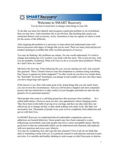 Welcome To Smart Recovery