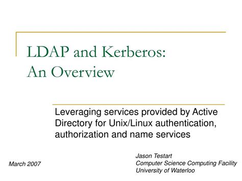 Ppt Ldap And Kerberos An Overview Powerpoint Presentation Free Download Id 1393090
