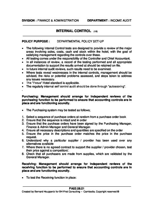 Internal Control Bh First Consulting