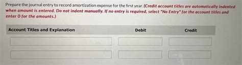 Solved Prepare The Journal Entry To Record Amortization