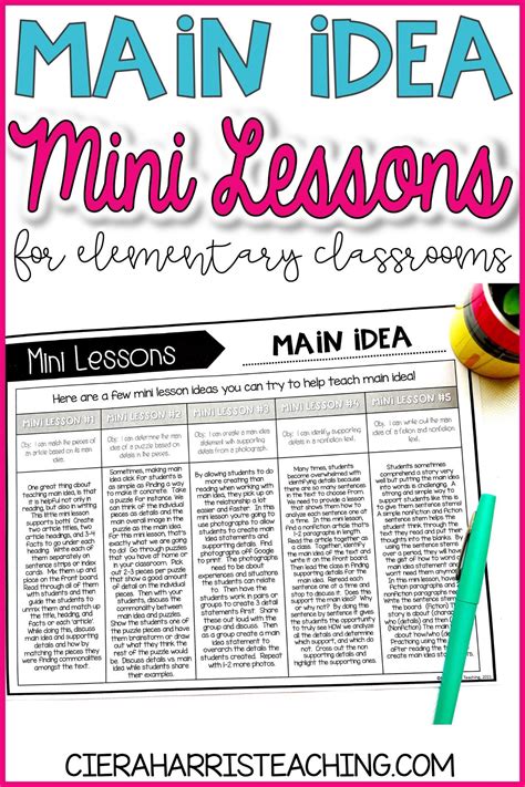 Main Idea Mini Lessons Ciera Harris Teaching Teaching Main Idea Teaching Summarizing Mini