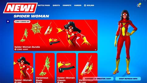 New Spider Woman Skin Bundle Item Shop Fortnite Youtube