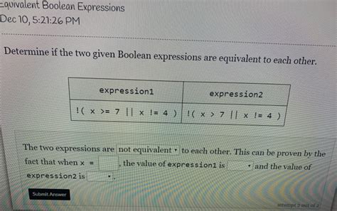 Solved Equivalent Boolean Expressions Dec 10 52126 Pm