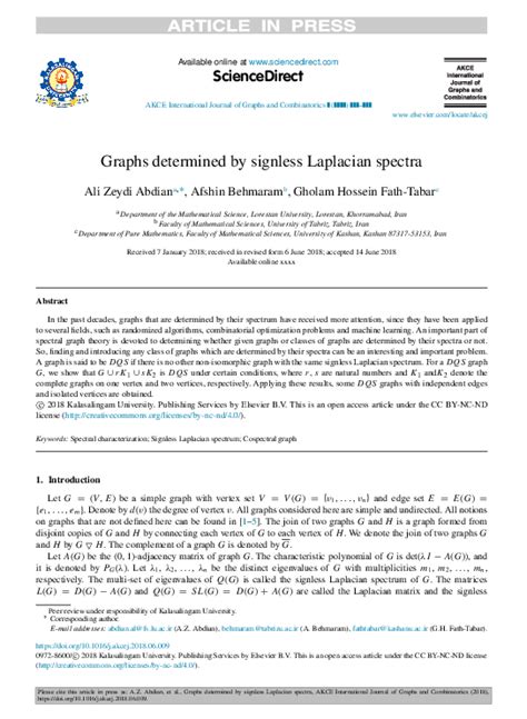 Pdf Graphs Determined By Signless Laplacian Spectra Ali Zeydi