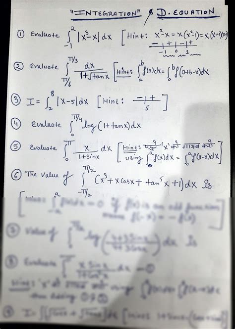 Solution Maths Integration And Deferential Equation Worksheet Studypool