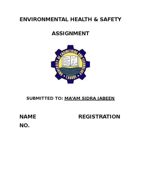 Ehs Assignment 2018 En 30 Environmental Health And Safety Assignment
