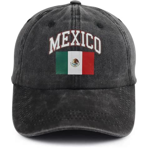 Mexico Flag Hat For Men Women Print Adjustable Cotton Washed Mexican