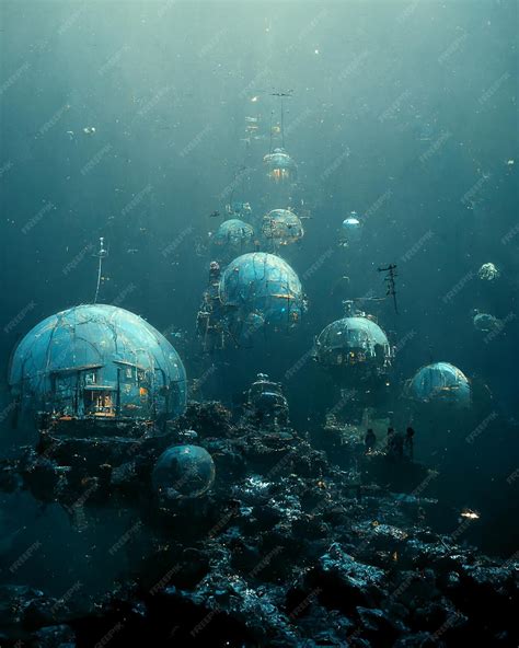 Premium Photo Alien Underwater Base In Sea Abyss Scifi 3d Digital Art Illustration