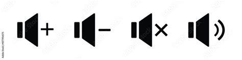 Speaker Icon Set Sound On And Mute Button With Volume Increase And