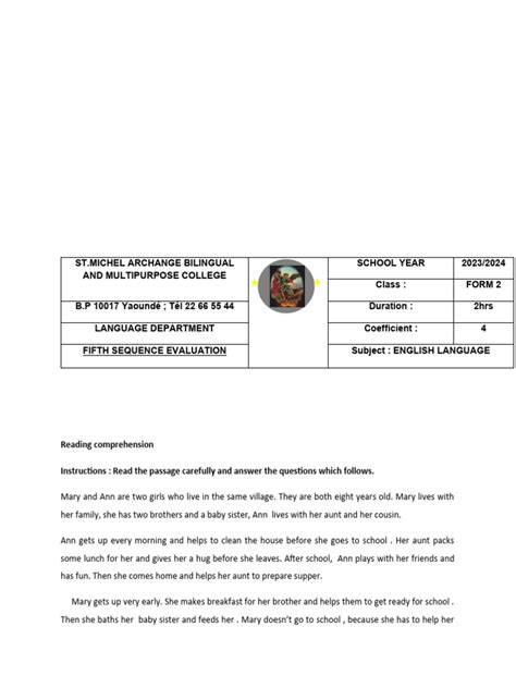 Fifth Sequence Form Two English Language Pdf Cameroon Linguistics