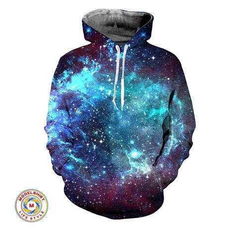 Space Galaxy Hoodie Blue Model Shirt Store