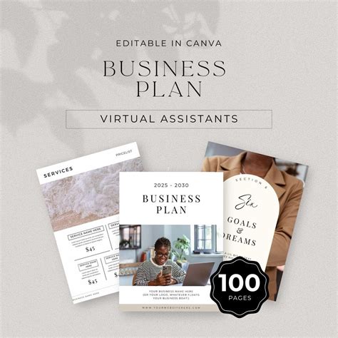 Virtual Assistant Business Plan Template Editable Canva Small Business