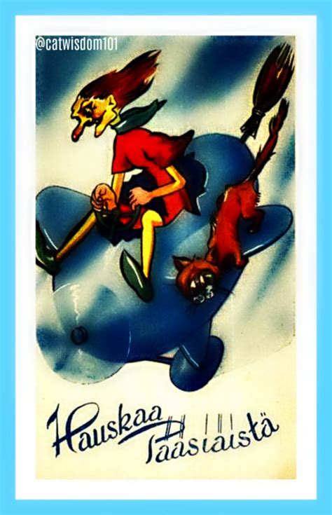 Vintage Finnishswedish Easter Witches With Their Cats Cat Wisdom 101